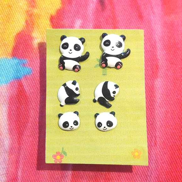 Hand Crafted | Jewelry | Panda Earrings Set Of 3 2 For 2 Or 3 For 18 ...